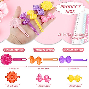 Janinka 72 Pieces Self-Hinge Plastic Hair Clips: 80s 90s Cartoon Colorful Cute Barrettes and Pins for Toddler Girls (Multicolor, Classic)