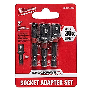 Milwaukee 48-32-5033 Power Drill Bit Extensions Shockwave Socket Adapter Set, 1/4", 3 Pack