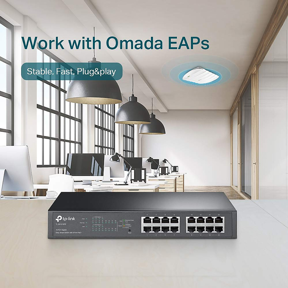 TP-Link TL-SG1016PE | 16 Port Gigabit PoE Switch | Easy Smart Managed | 8 PoE+ Ports @150W | Plug & Play | Sturdy Metal w/ Shielded Ports | QoS, Vlan, IGMP & LAG | 3 Year Manufacturer Warranty