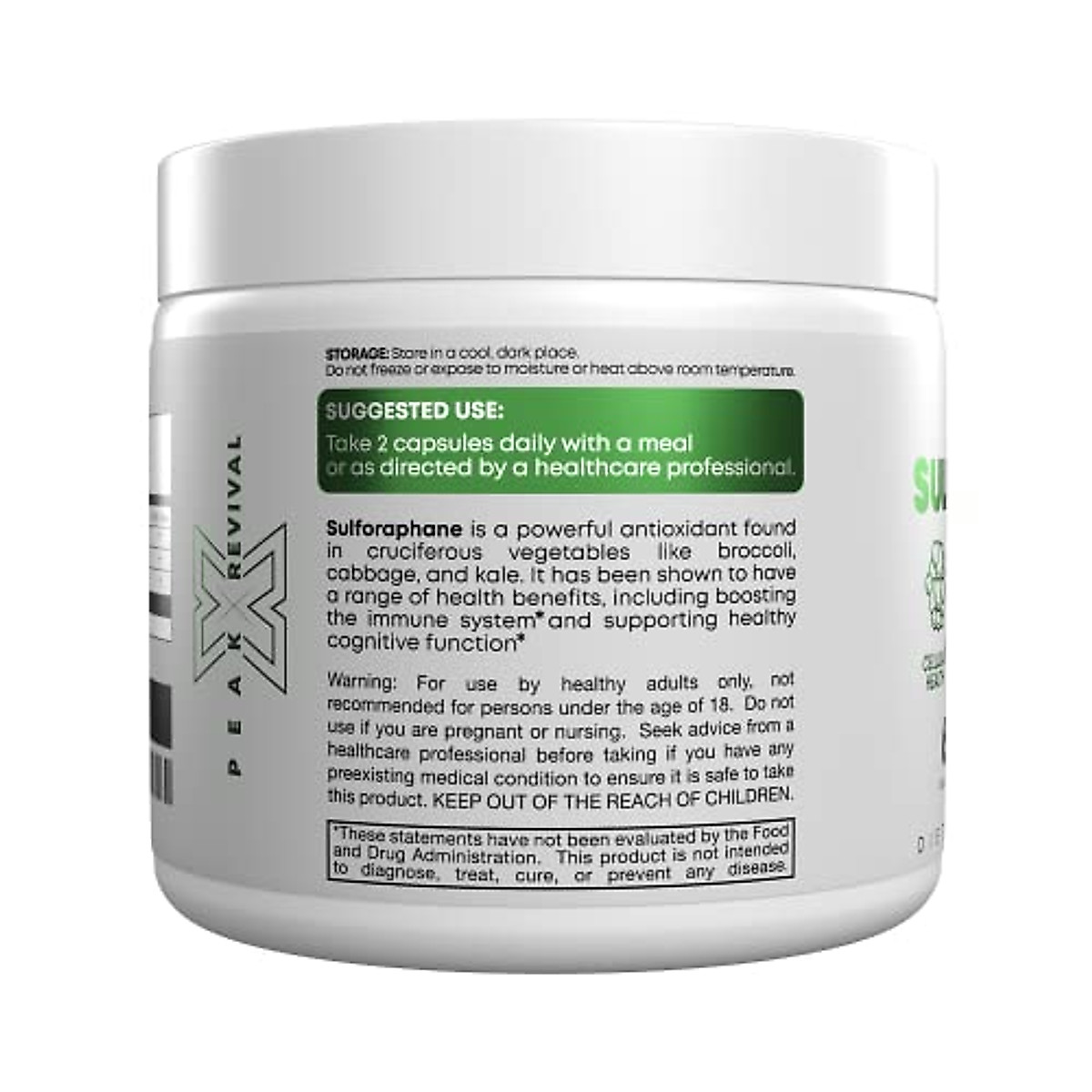 Peak Revival-X 5000mcg of Real Lab-Verified Sulforaphane Supplement - Broccoli Seed Extract 250mg Supplements - Promotes Cognitive Function, Liver & Cellular Support - 60 Vegan Capsules/Pills