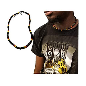 PDTXCLS Rasta Wooden Coconut Bead Reggae Beach 18" Necklace Soho Coco Shell Surfer Necklaces - 8mm