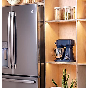 GE Tilt-Head Electric Stand Mixer | 7-Speed, 350-Watt Motor | Includes 5.3-Quart Bowl, Flat Beater, Dough Hook, Wire Whisk & Pouring Shield | Countertop Kitchen Essentials | Sapphire Blue