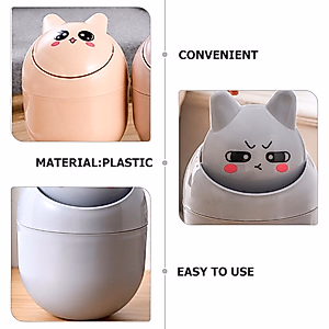 EXCEART 2pcs Small Garbage Can with Lid Trash Cans with Lids Pink Trash Can Trash Can with Lid Small Trash Bin with Lid Small Waste Basket Tabletop Garbage Can Mini Plastic Office Desk