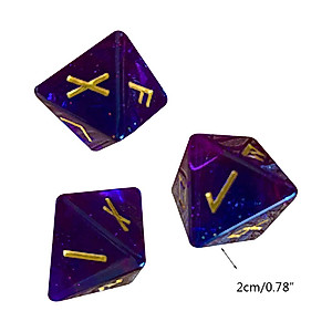 QYIYA 3 Pcs 8-Sided Rune Dice Resin Assorted Polyhedral Dice Set Divination Game Toys
