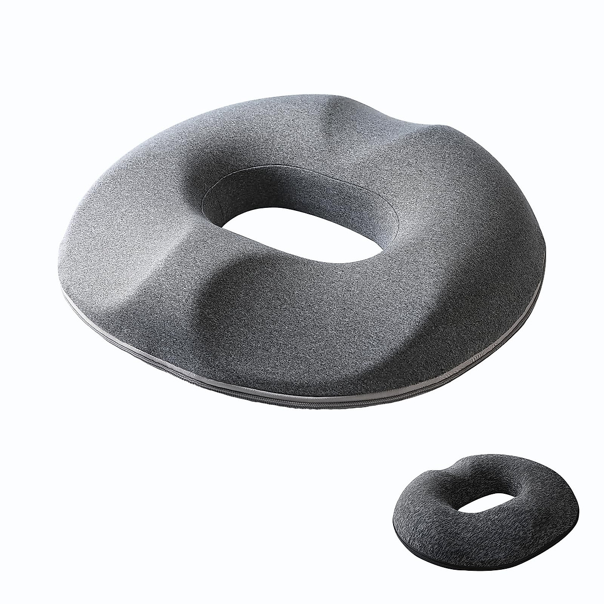 CosyLife 2023 Upgraded Donut Pillow Seat Cushion[ 2 Sets Seat Covers]-Relieve Pain and Pressure for Hip Tailbone & Coccyx, Sciatica | High Density Memory Foam for Office/Home/Travel(Grey)