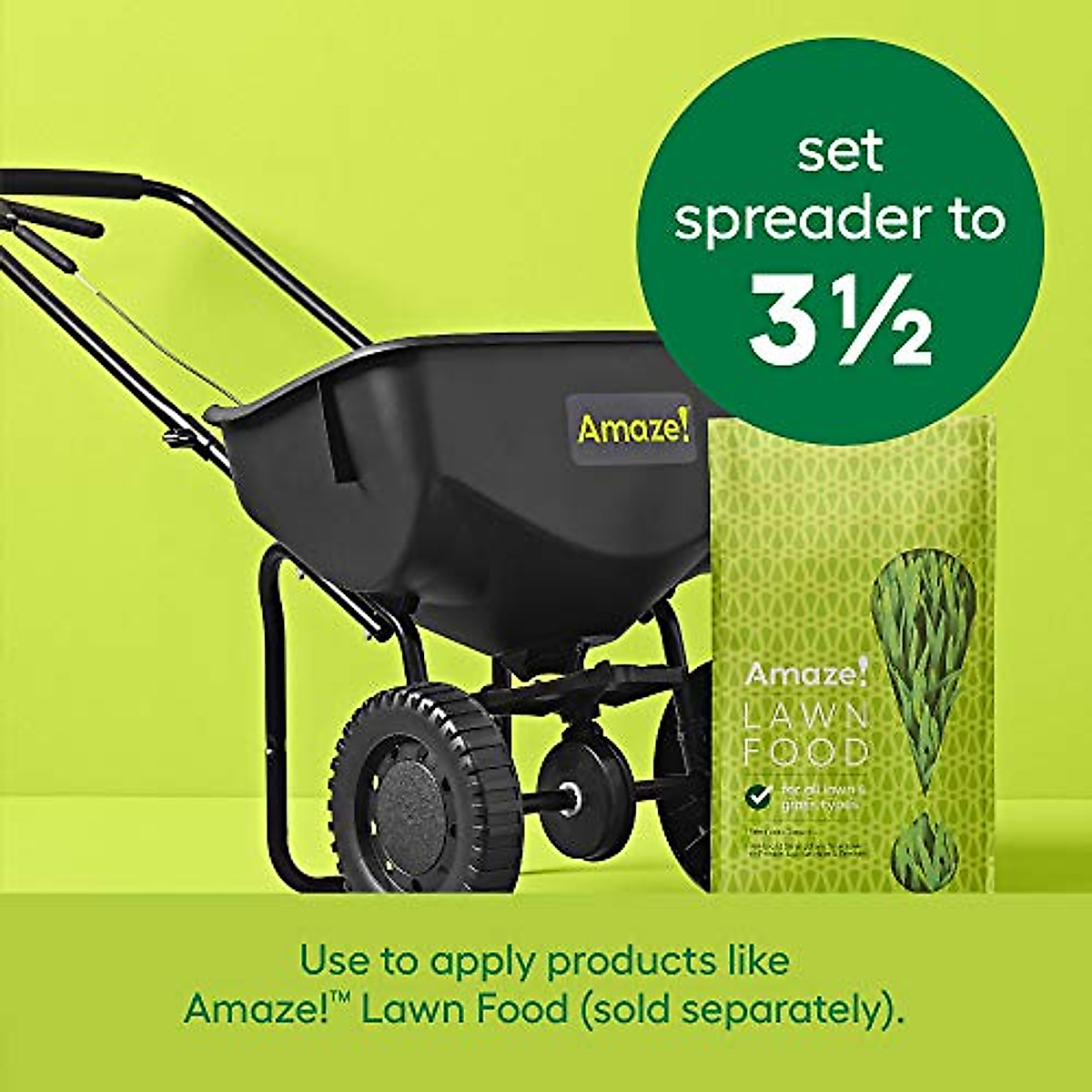 AMAZE 75201 Broadcast Spreader-Quickly and Accurately Apply up to 10,000 sq. ft. of Grass Seed, Fertilizer, and Other Lawn Care Products to Your Yard, 75201-1