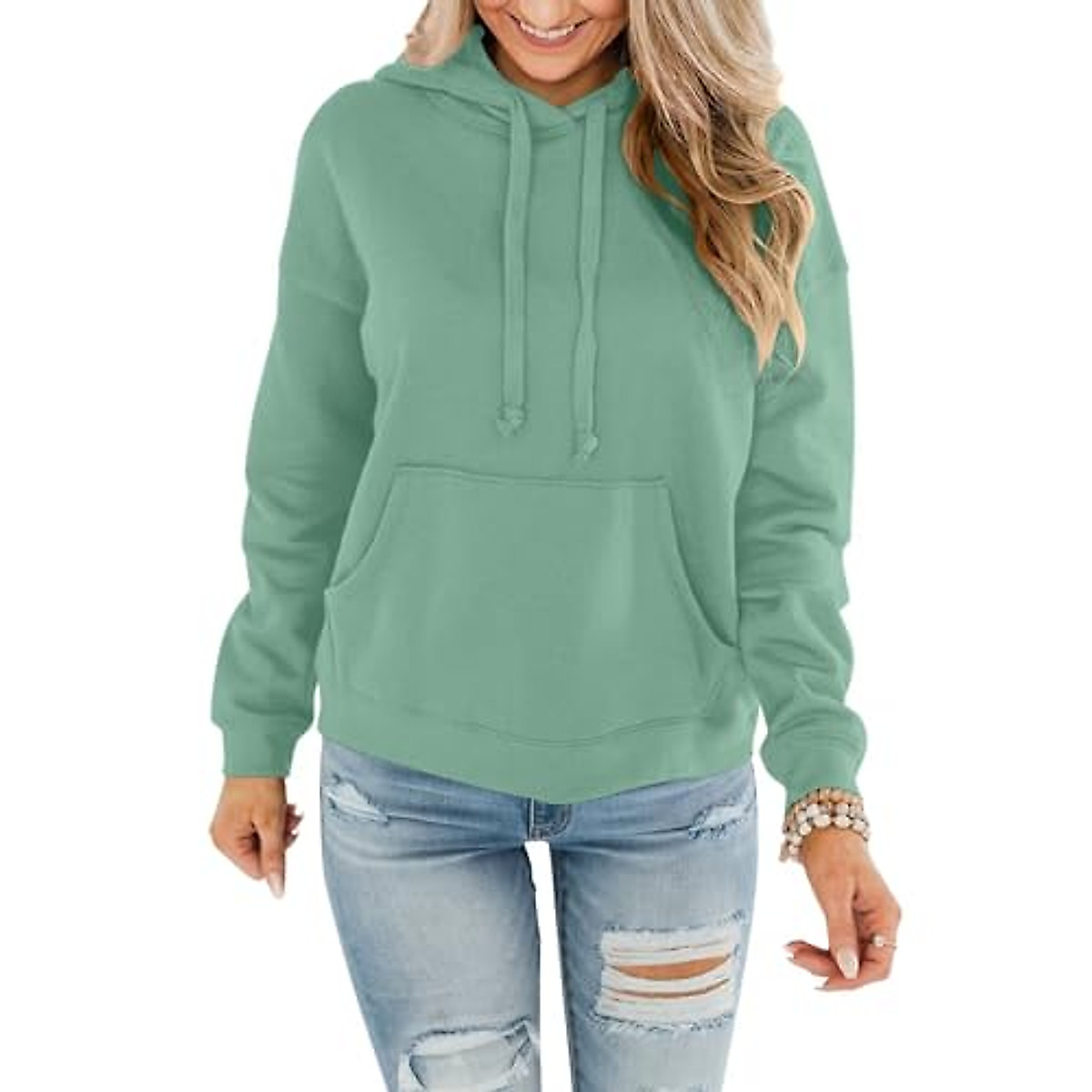 Minetom Women's Lightweight Pullover Hoodies Casual Long Sleeve Sweatshirts Tops with Pocket