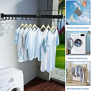 plainshe Wall Mounted Clothes Drying Rack,Laundry Drying Rack Wall Space Saver Clothes Rack,Retractable,Collapsible(Tri-Fold), for Balcony,Laundry,Bathroom