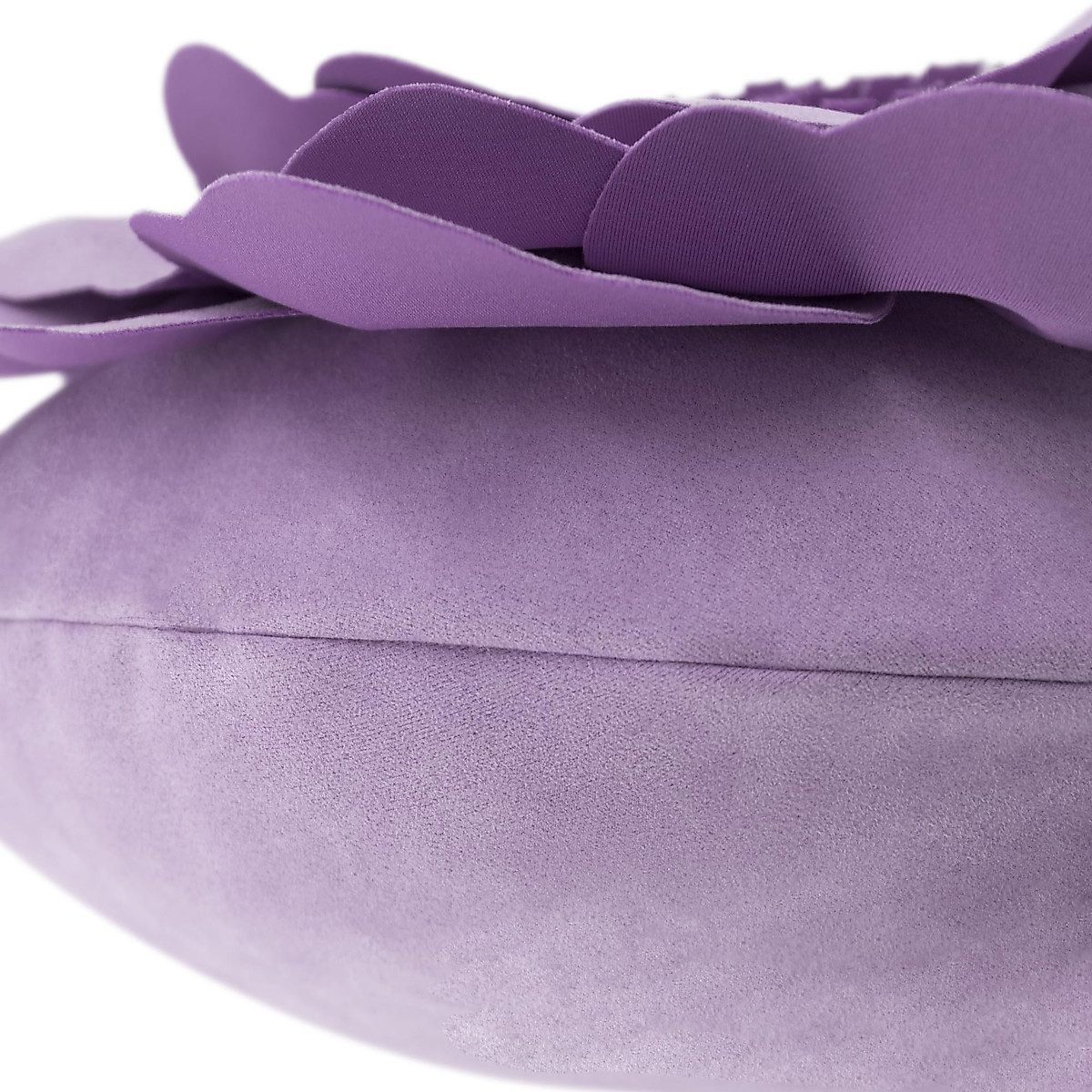 JWH Hand Crafted Flower Throw Pillow Cover Decorative Floral Pillow Case Round Cushion Stereo Pillowcase for Bedroom Bed Couch Living Room 14 Inch Purple Lilac