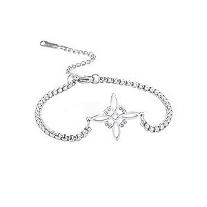 Dreamtimes Witch Knot Charm Bracelet Silver Color Witch Bracelet for Women Celtic Knot Bracelet Witches Knot Protection Amulet Triquetra Bracelet Wiccan Jewelry Satanic Bracelet (SILVER)