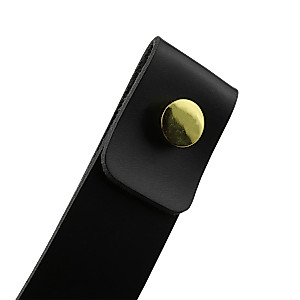 Yocimango 4pcs Leather Wall Lanyard Artificial Leather Suspender Hanger Wall-Mounted Leather Hook for Bathroom Kitchen Bedroom Wall (Black)-4pcs