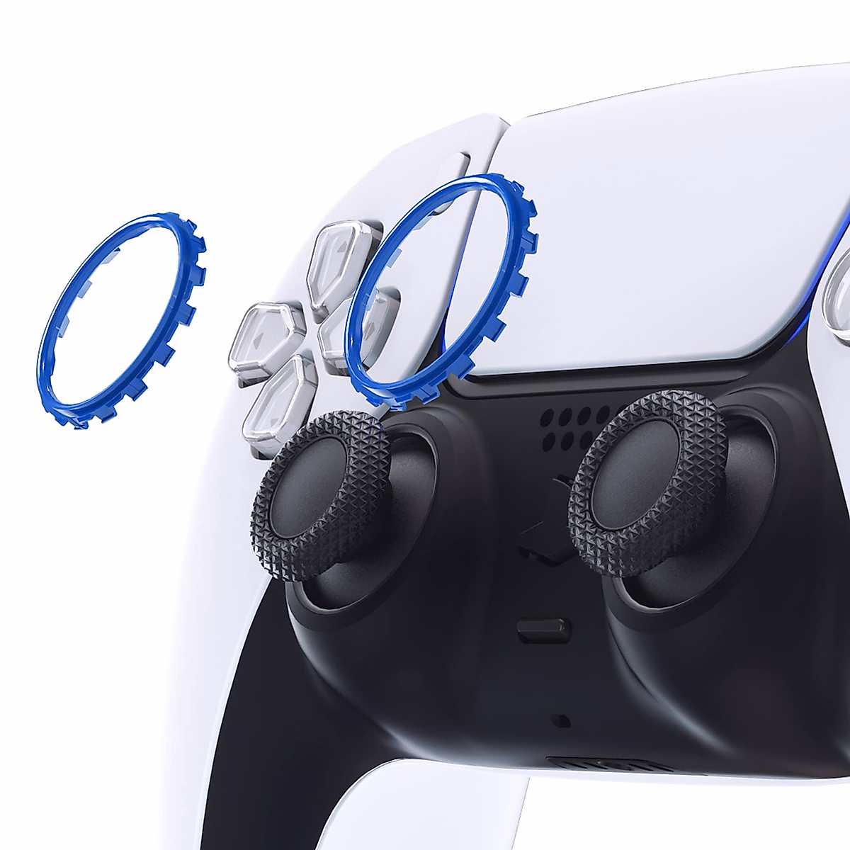 eXtremeRate Blue Replacement Accessories Thumbstick Rings for PS5 Controller, Custom Accent Rings for PS5 Controller - Controller NOT Included