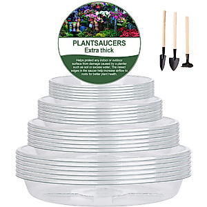 3unshine 24 Pack Plant Saucer, 6 8 10 12 Inch Durable Plastic Plant Water Tray, Black Round Plant Pot Saucers, Flower Drip Tray for Indoor Outdoor Garden