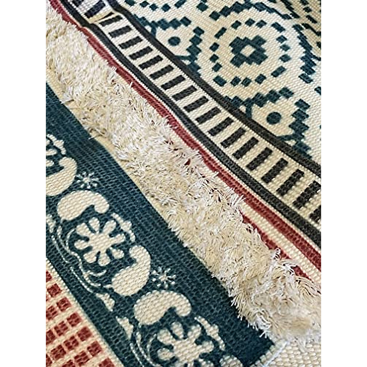 Beautifully 2'x3' Woven 3D Design Colorful Boho Cotton Small Area Fluffy Indoor Rugs for Living Room, Bedroom, Bathroom, Kitchen, Outdoor Picnic (Geometric 1)