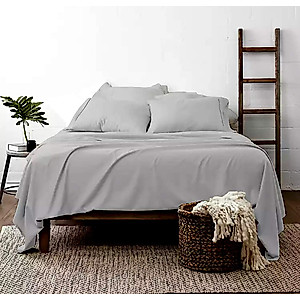 MGPS 100% Real Certified Organic Cotton Bedsheet Set, Full Size 6 Piece 800-Thread-Count Sheet Set, [1 Fitted + 1 Flat + 4 Pillowcases], Extra 30" Deep Pocket - Light Grey