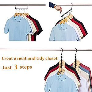 iYourHouse Space Saving Hangers Magic Hangers 10 Pack, Sturdy Plastic Space Saver Hangers for Heavy Clothes, Hanger Organizer for Dorms Apartments Small Closet (Black)
