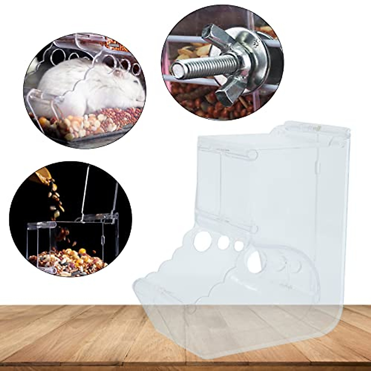 Hamster Automatic Feeder Dispenser for Small Animal Rhamster Ferret Bunny Rabbit Pig Hedgehog Bird Feed Pets, Mini Auto Food Feeding Cage Water Bowl for Vacation（1pcs Feeder+1pcs Water Bowl(Blue)