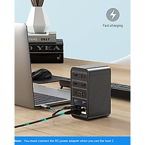 EUASOO Docking Station USB-C 4K Quadruple Display Universal Laptop Docking Station for MacBook and Windows (3 HDMI, VGA, Gigabit Ethernet, USB-C 3.0, 87W PD and 4 USB Ports), Triple Display for macOS