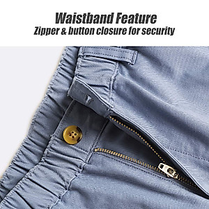 maamgic Men's Classic-fit 5.5" Cotton Casual Shorts Elastic Waistband with Multi-Pocket Daily Wear Walking Summer Outfit Blue 32