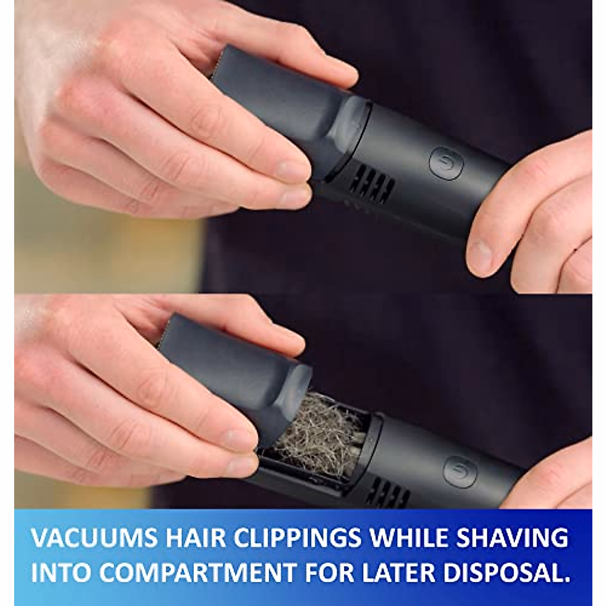 Bell+Howell Vacutrim Professional Vacuum Hair Trimmer with Powerful Suction Rechargeable Shaver for Mens Beard Mustache Sideburn Ultra Sharp Stainless Blade Cordless Hair Clipper As Seen On TV