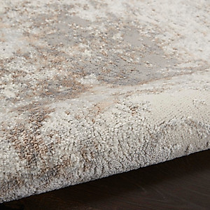 Nourison Elation Abstract Ivory Grey 9' x 12' Area -rug, Easy -cleaning, Non Shedding, Bed Room, Living Room, Dining Room, Kitchen (9x12)