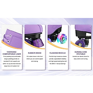 SilverTree Roller Skates for Women and Men PU Leather High-top Adult Roller Derby Skates Wheels Light Up Roller Skates Four-Wheel Shiny Roller Skates for Girls Boys Unisex