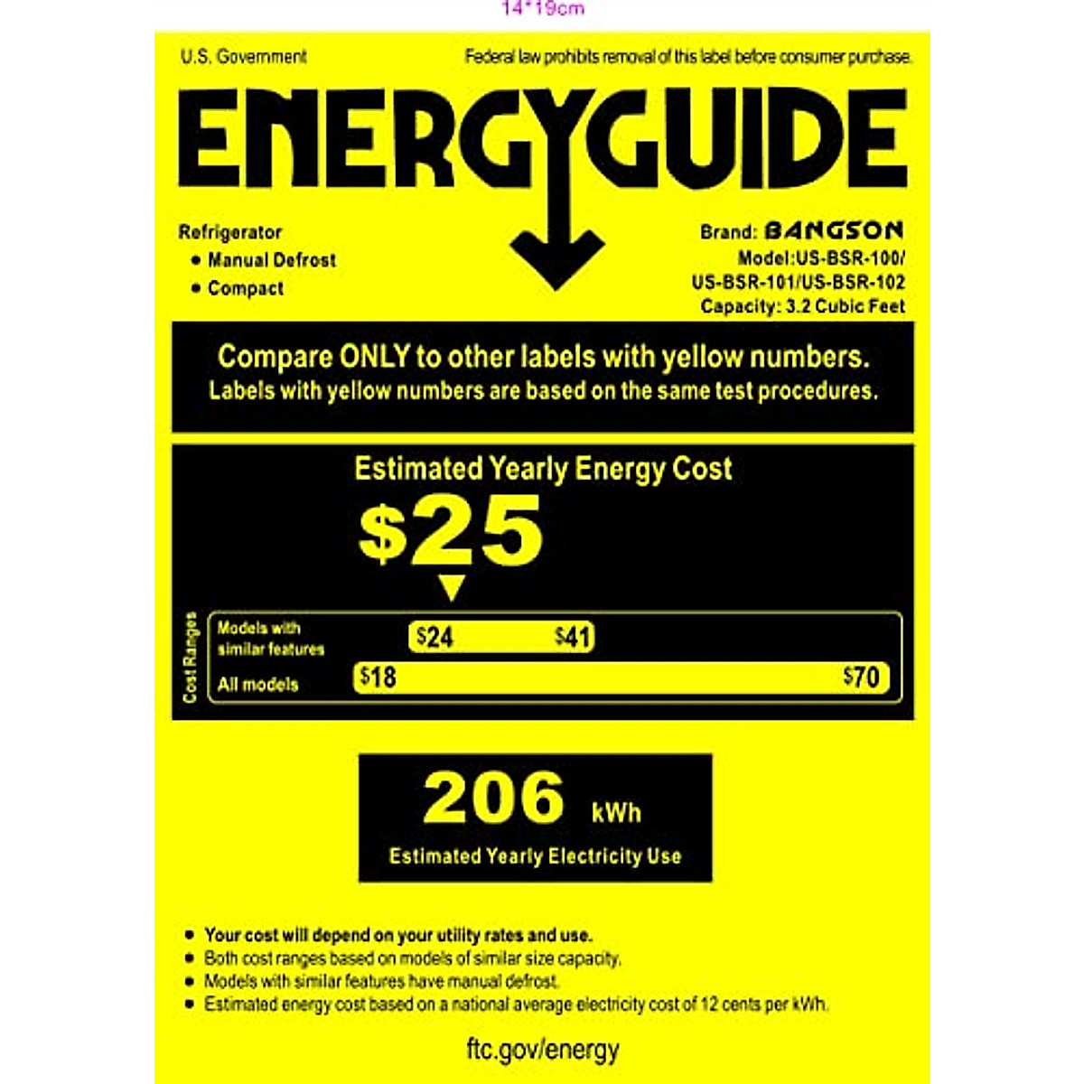 BANGSON Mini Fridge with Freezer, 3.2Cu.Ft, Single Door Small Refrigerator, Energy-efficient, Low Noise, Mini fridge for Bedroom Dorm and Office, Black