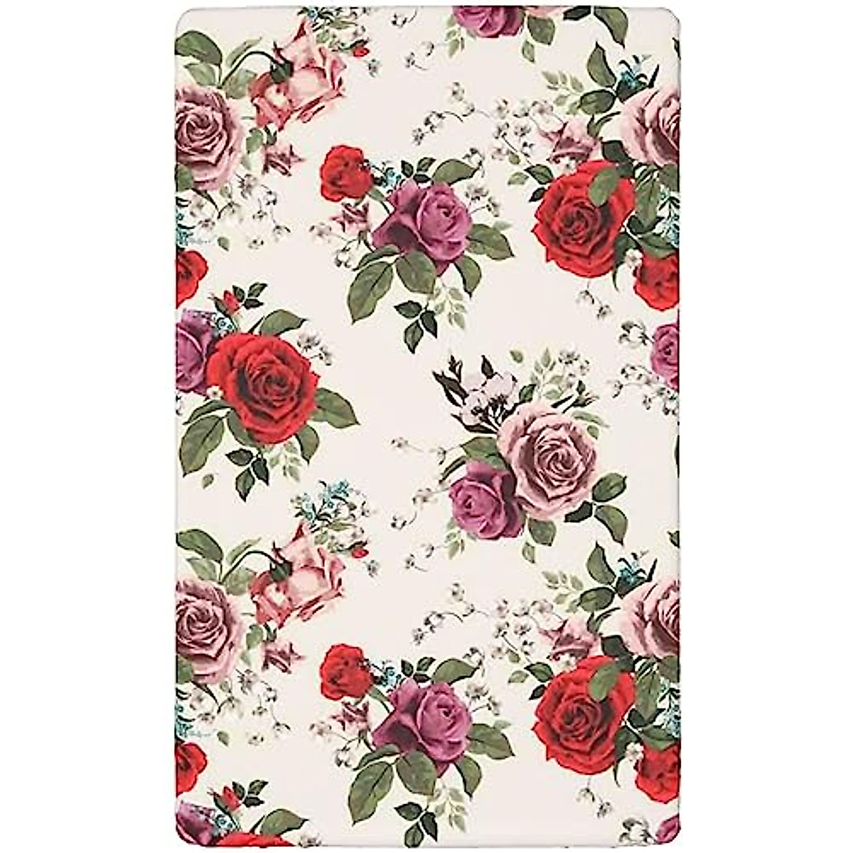 English Garden Themed Fitted Crib Sheet,Standard Crib Mattress Fitted Sheet Soft and Breathable Bed Sheets - Crib Mattress Sheet or Toddler Bed Sheet,28“ x52“,Champagne Multicolor