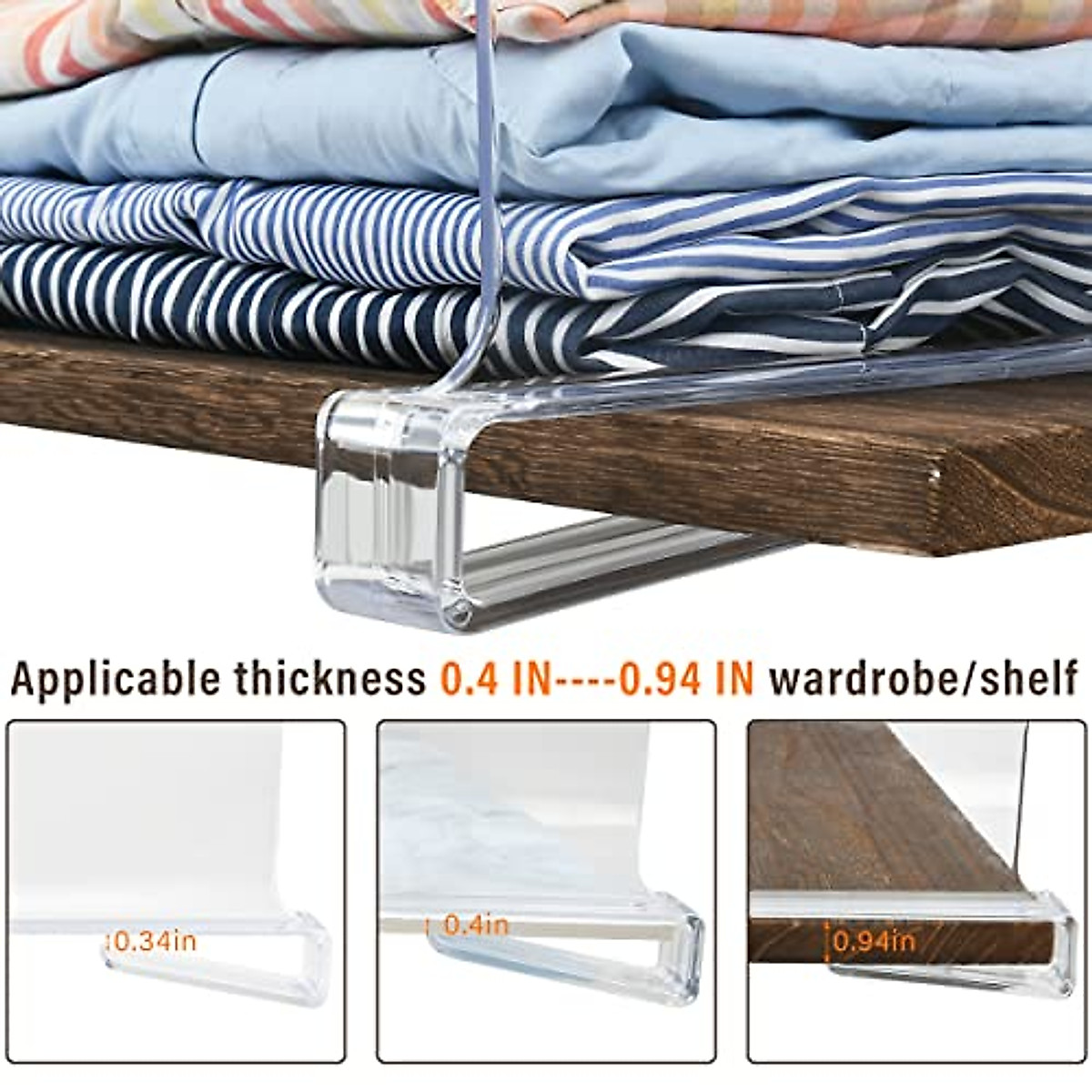 BVOPLME 4 Pack Acrylic Shelf Divider with 1 Pack Shirt Folding Board Set, Closets Shelf Organizer, Shelf Dividers for Closet Organization, Purses Closet Separators Shelf Organizer in Bedroom, Kitchen