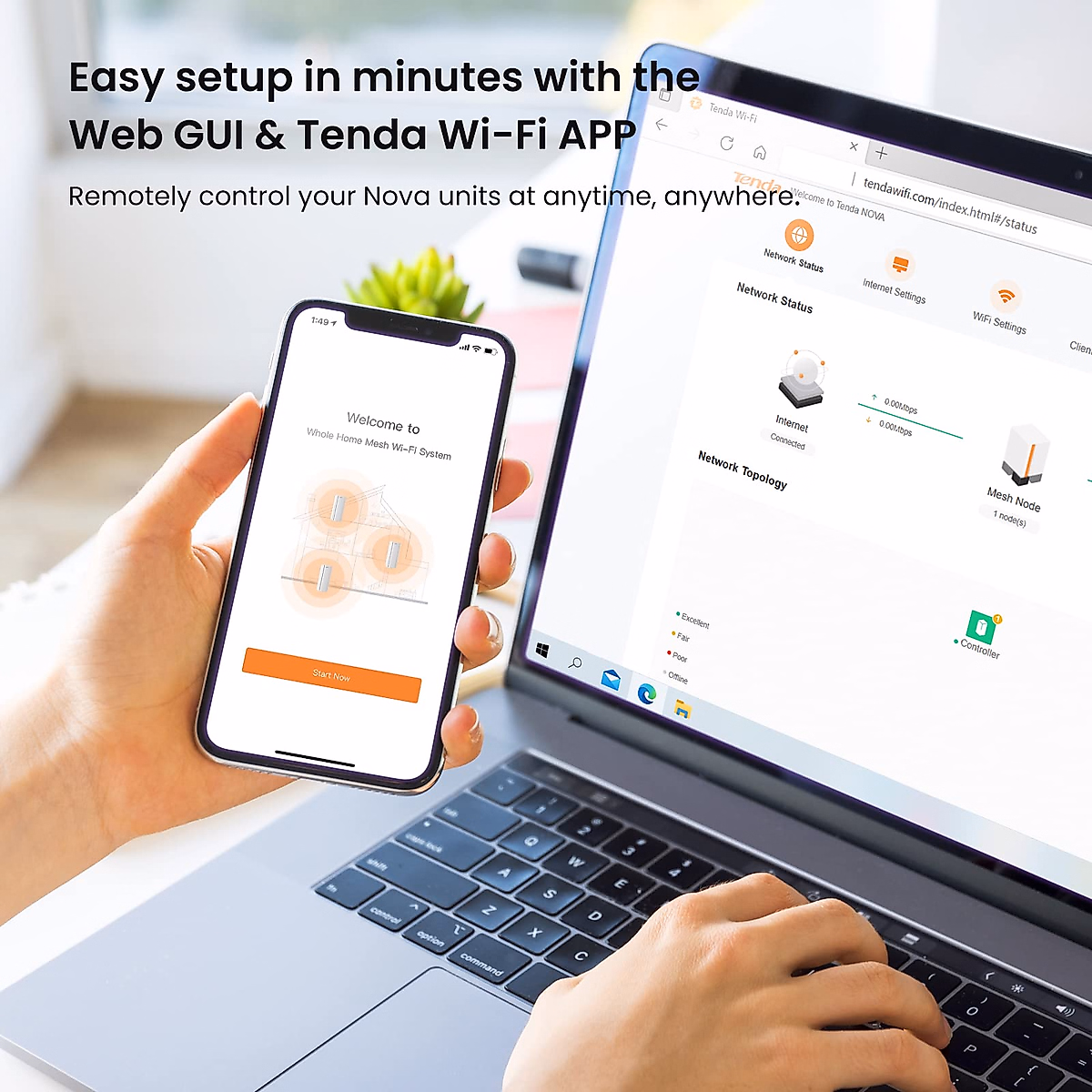 Tenda AX3000 Mesh WiFi 6 System Nova MX12-7000 sq.ft WiFi Coverage - Whole Home WiFi Mesh System - 1.7 GHz Quad-Core CPU - Dual-Band Mesh Network for 160+ Devices - 3 Gigabit Ports per Unit - 3-Pack