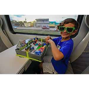 Jumbo Ears Origami Kids Travel Tray Placemat Cover -Gray- Foldable and Easy to Setup with Bonus Portable Multipurpose Side Pockets Organizer for Tablets and Phones Activities or Snacks for Toddler