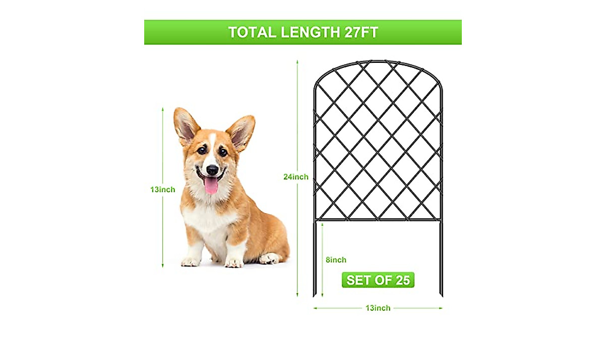 OUSHENG 25 Pack Decorative Garden Fence – 27ft Barrier