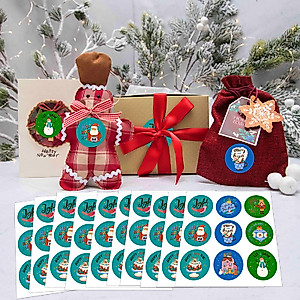 Lucleag 360 PCS Christmas Stickers for Kids, Assorted Cute Christmas Snowman Santa Round Stickers for Candy Goodie Envelope, Merry Christmas Packing Sealing Stickers DIY Gift Candy Wrap Decor