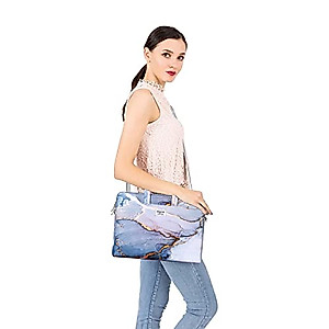 MOSISO Laptop Shoulder Bag Compatible with MacBook Air/Pro,13-13.3 inch Notebook, Compatible with MacBook Pro 14 inch 2023-2021 A2779 M2 A2442 M1, Messenger Bag with Belt Marble MO-MBH289