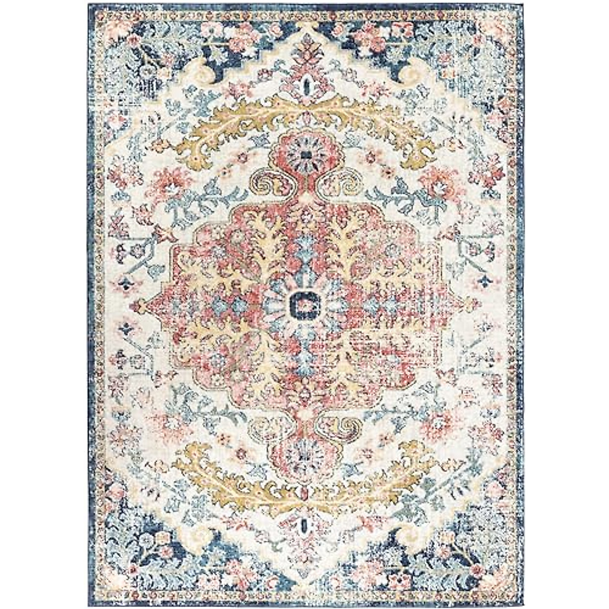 Livabliss Odelia Vintage Bohemian Area Rug,5'3" x 7'3",Garnet/Navy