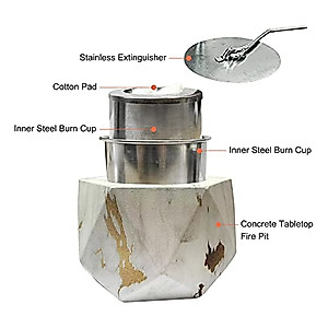 Tabletop Fire Pit Ethanol Fire Pit Portable Fire Concrete Bowl Pot Fireplace Portable Mini Fire Pit for Parties and Gifts Smokeless and Odorless (White)