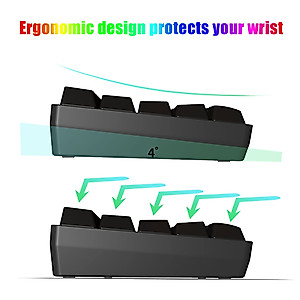 DGG K60 61 Keys RGB Backlit 60% Wired Gaming Keyboard, Ergonomic Waterproof Mini Compact 60 Percent Mechanical Feeling Keyboard, for PC Mac PS4 Xbox Gamer, Typist, Travel