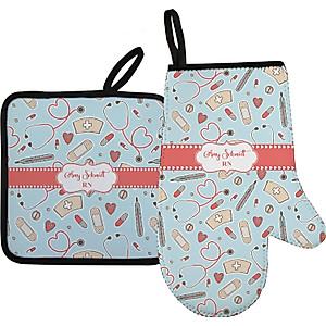 Personalized Nurse Right Oven Mitt & Pot Holder Set w/Name or Text