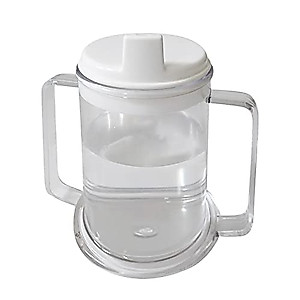 Ibluelover 2 Handle Plastic Mug Clear Spouted Cup Adult Sippy Cup Lightweight Drinking Cup Spill-Resistant Water Cup Feeding Cup with Easy-to-Grasp Handles Coffee Mug for Hot and Cold Beverages