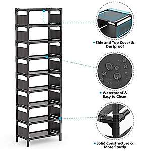 Tribesigns Vertical Shoe Rack, 9 Tiers Narrow Shoe Shelf 18 Pairs Slim Shelf for Shoes Narrow Shoe Rack for Small Space