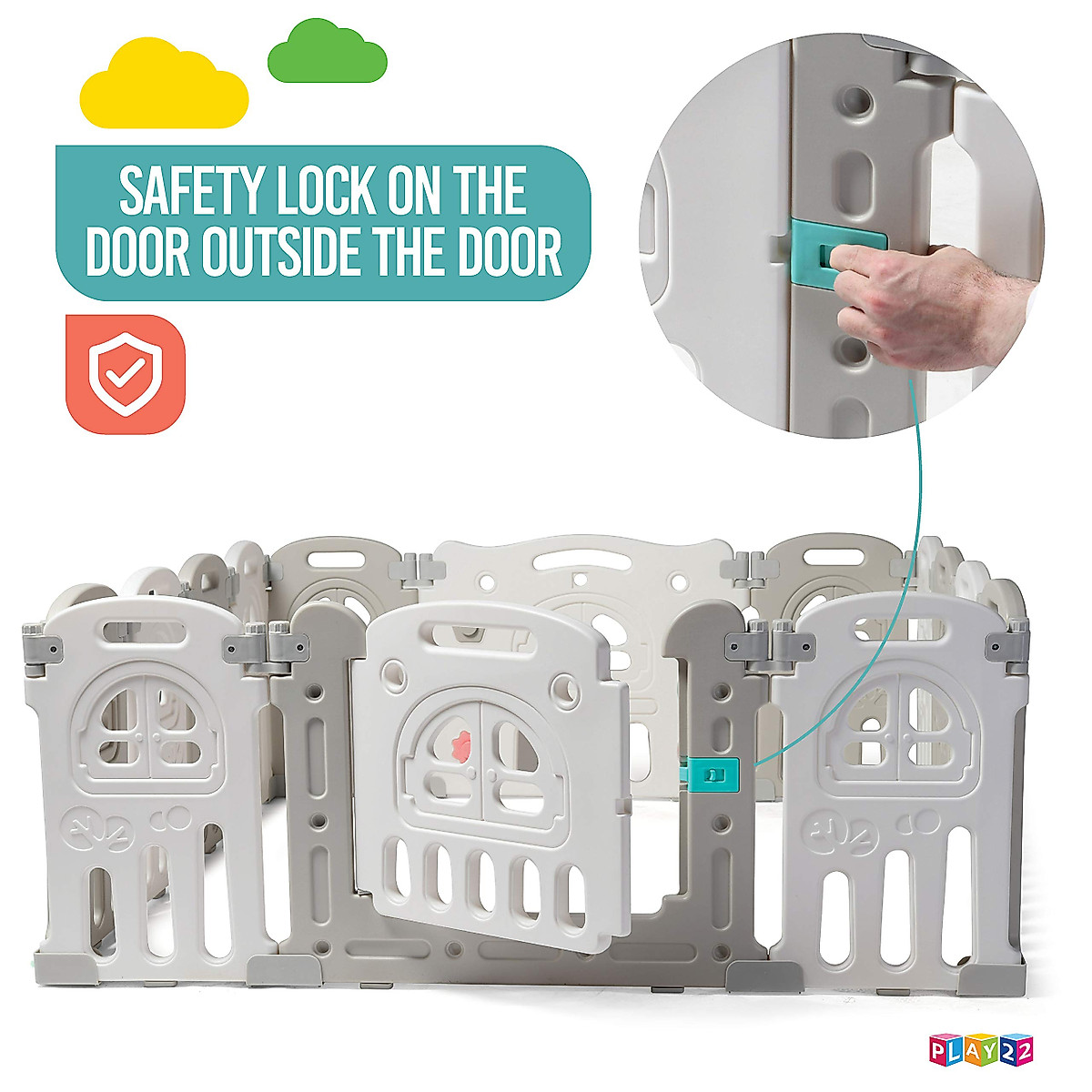 Play22 Foldable Baby Playpen 14 Panel - Kids Safety Activity Play Center - Safety Play Yard Play Pens for Babies - Safety Gates for Indoor and Outdoor Play - Adjustable Shape