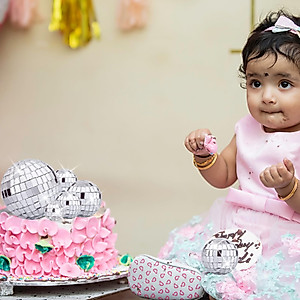 10pcs Disco Ball Cake Toppers, 5 sizes Mini Disco Balls sliver Disco Theme Accessories for Birthday Cake Party 70s Theme Party Favor Cake Disco Ball Party Decorations