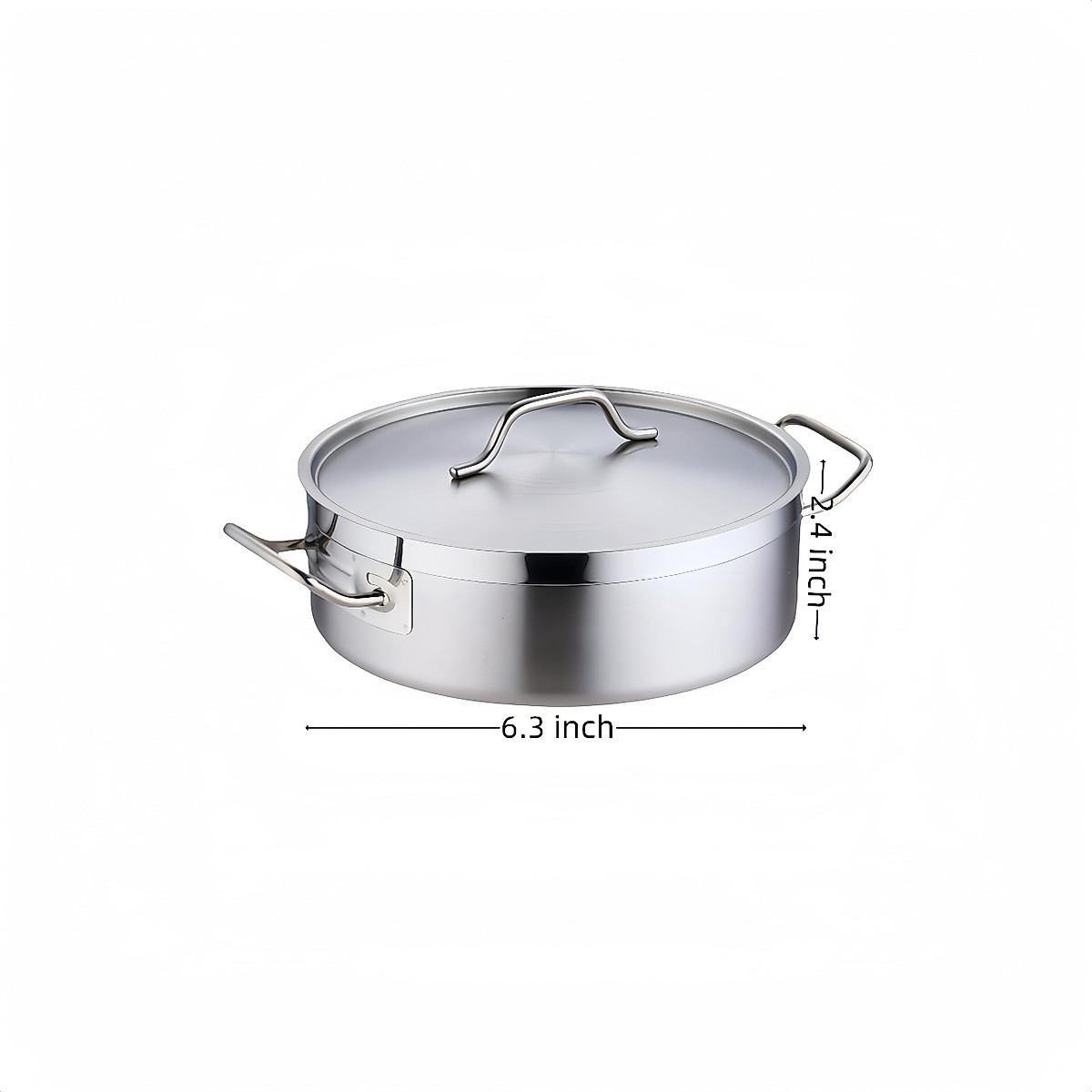 Stainless Steel Round Soup Pot: Polished Stock Pot with Lid, Handle & Versatile Compatibility for All Heat Sources - Dishwasher &Oven Safe for Effortless Pasta and Cooking Pleasures! (Φ6.3"x2.4")