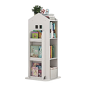 Nisorpa Rotating Bookshelf 360 Display Floor Standing Bookcase Spinning Shelf Storage Rack Freestanding Storage Organizer Holder Book Rack for Kids&Adults Multi-Functional Bookshelf Organizer