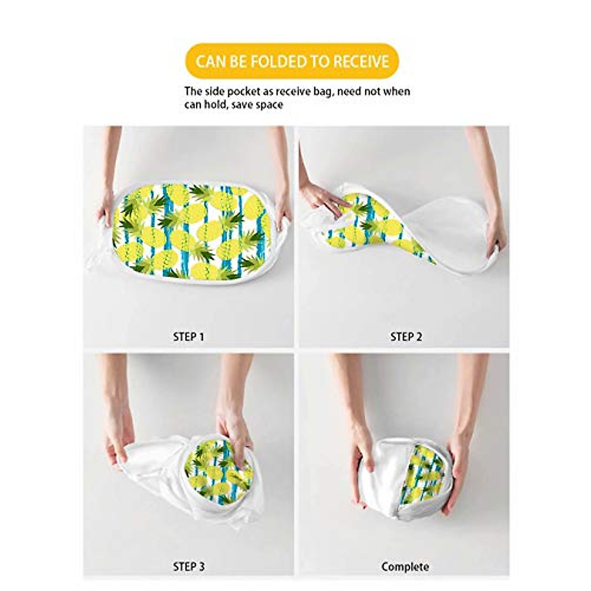 NDISTIN Strong Mesh Pop-Up Laundry Hamper for Kids Teen Beach Starfish Print with Convenient Side Pockets Foldable Laundry Basket for Bedroom, Kids Room, College Dormitory and Travel 85L