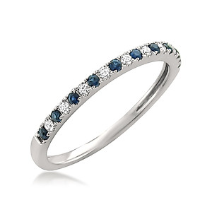 Beyond Brilliance 1/4 Carat Pave-Set Round Diamond & Blue Sapphire Wedding Band Ring in 14K White Gold (H-I, VS2-SI1)