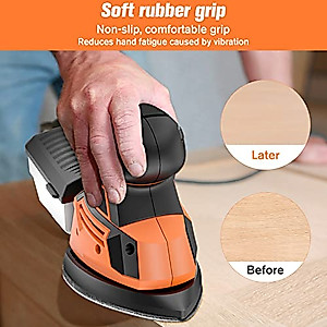 Mouse Detail Sander, Vastar Multifunctional Compact Electric Sander Tool with High-efficiency Dust Collection System and 24 Pcs Sandpaper, Suitable for Sanding, Polishing, Removing Paint, Blemishes