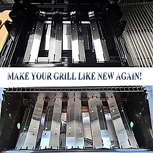Hisencn Adjustable Stainless Steel Grill Heat Plate Shield, Heat Tent, Flavorizer Bar, Burner Cover, Flame Tamer, Heat Deflectorfor Brinkmann Gas Grill, Extends from 11.75" up to 21"