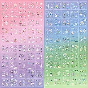 EAMOTOL Kawaii PET Animel Girl Journaling Stickers Kit - 100 Sheets Sweet Supplies Scrapbooking Material Decorative Aesthetics Sticker for Journal Scrapbook Planners Laptop Dairy Handbook DIY Crafts