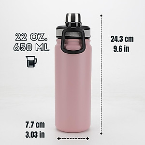 Ozizo Sport Water Bottle with Flip Top Cap, 22 oz Insulated Stainless Steel Water Bottle with Spout Lid, Water Bottle, BPA Free, Leakproof